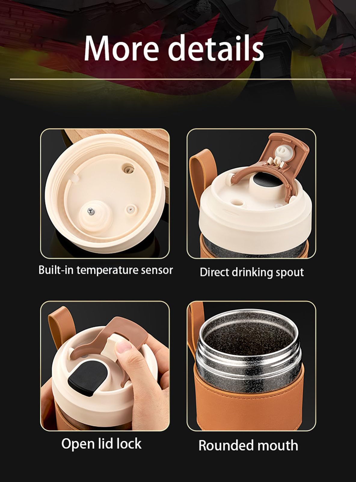 17oz Titanium Coffee Tumbler, Vacuum Insulated Travel Mug Spill Proof with Sliding Lid Reusable, for Hot and Cold Drinks
