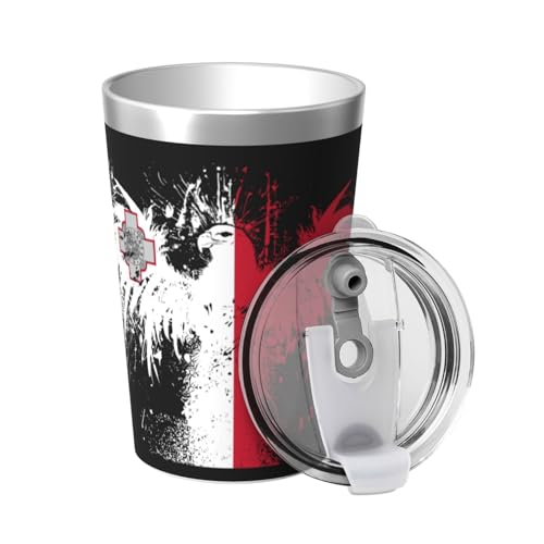 12oz Tumbler Malta Maltese Flag Stainless Steel Cup With Straw And Lid Spill Proof Bulk Double Wall Vacuum Reusable Water Tumblers For Cold Hot Drink