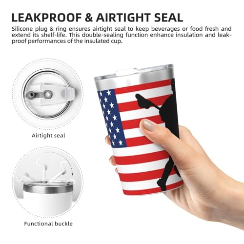 12oz Tumbler Lacrosse America Flag Stainless Steel Cup With Straw And Lid Spill Proof Bulk Double Wall Vacuum Reusable Water Tumblers For Cold Hot Drink
