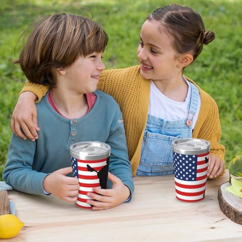 12oz Tumbler Lacrosse America Flag Stainless Steel Cup With Straw And Lid Spill Proof Bulk Double Wall Vacuum Reusable Water Tumblers For Cold Hot Drink