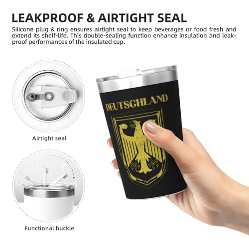 12oz Tumbler Vintage Germany Eagle Stainless Steel Cup With Straw And Lid Spill Proof Bulk Double Wall Vacuum Reusable Water Tumblers For Cold Hot Drink