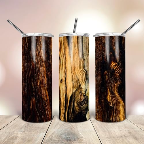 Sungalaxy Old Wood Skinny Tumbler, Straight Skinny Tumbler Vacuum Insulated Tumbler with Lid and Straw, Coffee Mug Travel Mug, Old Wood Grain Gift for Dad Men (20 oz)