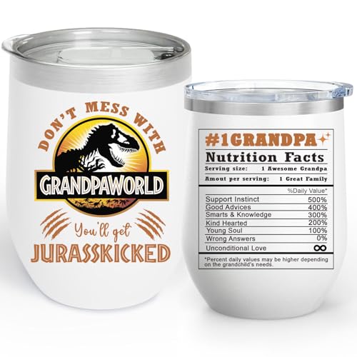 Grandpaworld Tumbler, Hilarious #1Grandpa Nutrition Facts Tumblers, Gift for Father’s Day or Grandpa’s Birthday