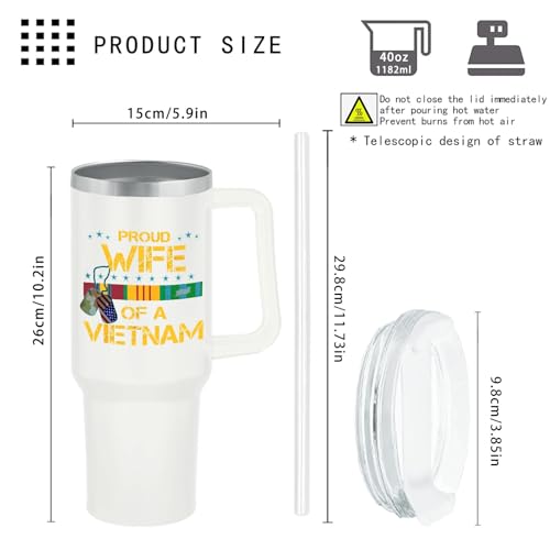 Proud Veteran Wife Wine Tumbler With Lid Cool Adults