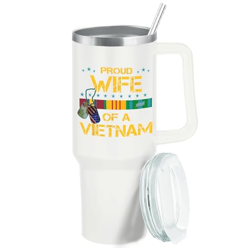 Proud Veteran Wife Wine Tumbler With Lid Cool Adults