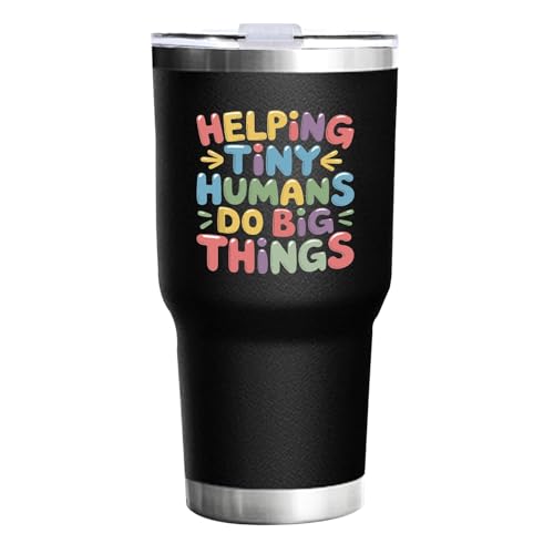 Helping Tiny Humanss Do Big Thingss Groovys Speds Teacher Tumbler With Lids For Fathers