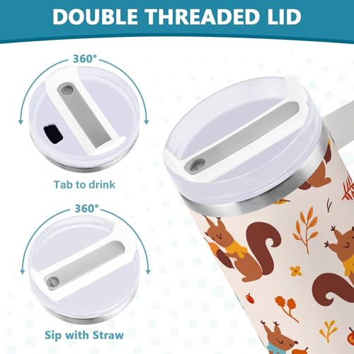 ARGTILDN 30 oz Tumbler Squirrels Hazelnut Nut Insulated Travel Mug with Handle and Straw Lid Stainless Steel Vacuum Coffee Cup Tea Beverage Container Water Bottles for Car Sports office
