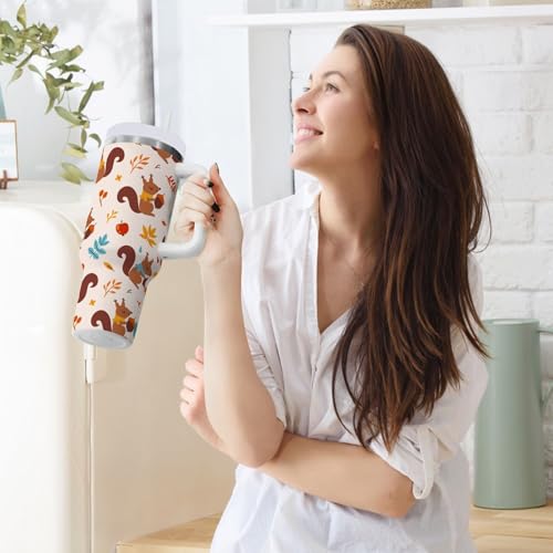 ARGTILDN 30 oz Tumbler Squirrels Hazelnut Nut Insulated Travel Mug with Handle and Straw Lid Stainless Steel Vacuum Coffee Cup Tea Beverage Container Water Bottles for Car Sports office