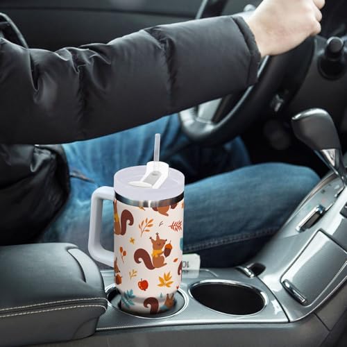 ARGTILDN 30 oz Tumbler Squirrels Hazelnut Nut Insulated Travel Mug with Handle and Straw Lid Stainless Steel Vacuum Coffee Cup Tea Beverage Container Water Bottles for Car Sports office