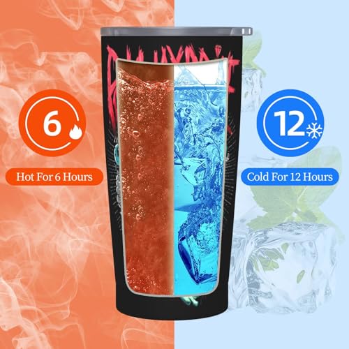 HIKTIEK Parkway Musics Drive Stainless Steel Insulated Car Sippy Cup With Lid Travel Mug for Cold Hot 20 oz