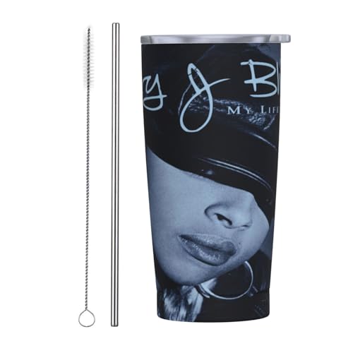 HIKTIEK Mary J Musics Blige Stainless Steel Insulated Car Sippy Cup With Lid Travel Mug for Cold Hot 20 oz