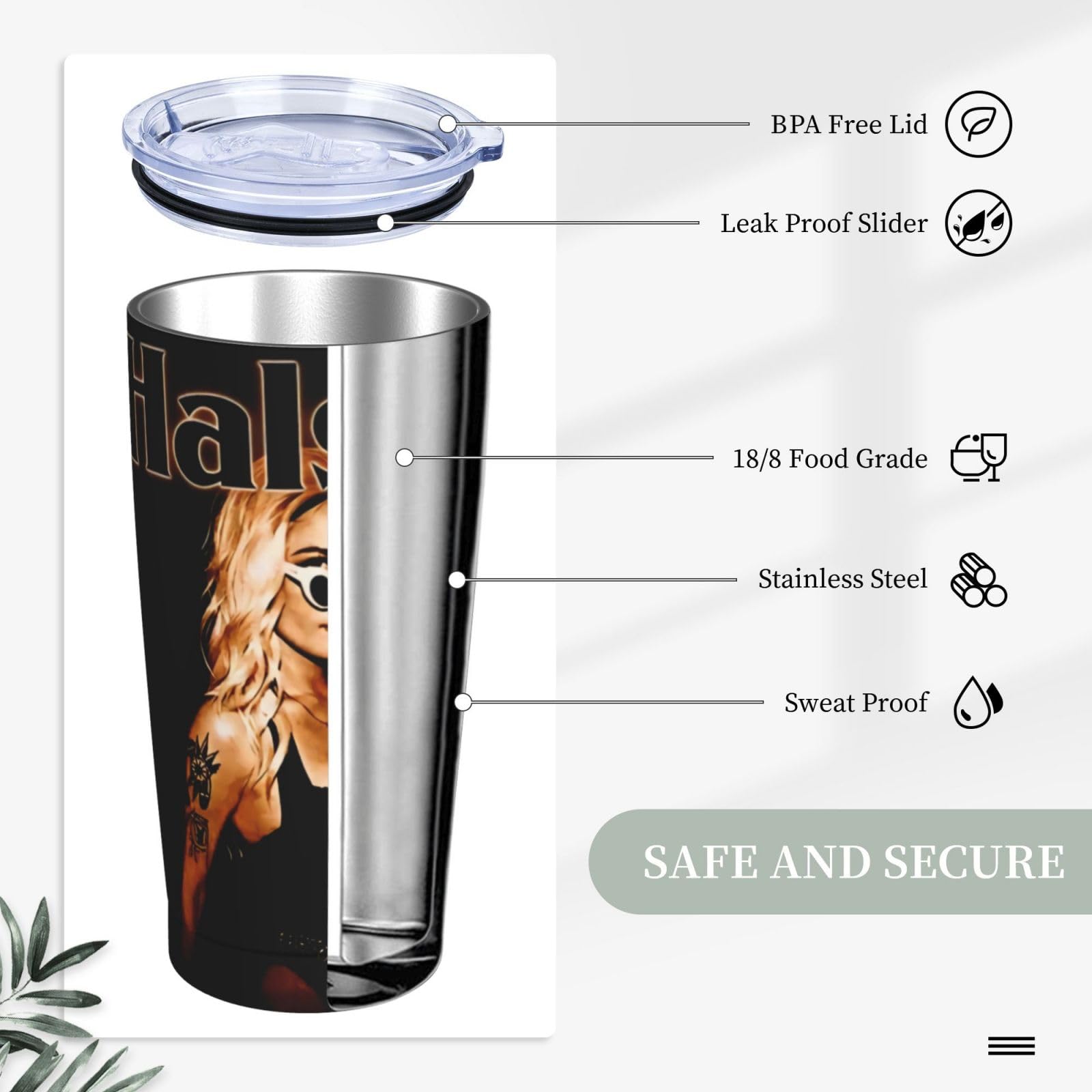 HIKTIEK Halseys Stainless Steel Insulated Car Sippy Cup With Lid Travel Mug for Cold Hot 20 oz