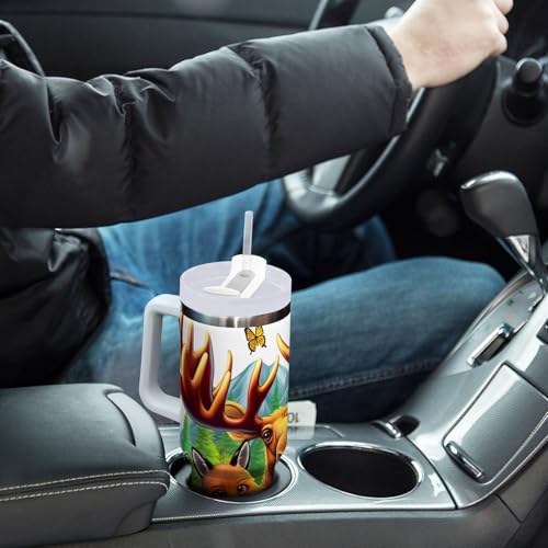 RPLIFE Animals Taking Selfie 40oz Tumbler with Handle, Stainless Steel Cups with Lid, Coffee Tumbler