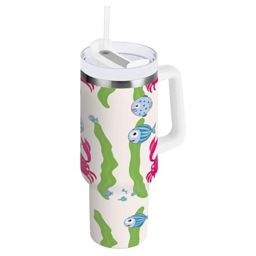 RPLIFE Cute Pink Crabs 40 Oz Tumbler with Handle and Straw, 30 Oz Tumbler, Tumbler for Men