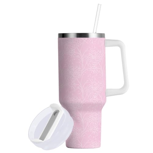 RPLIFE Soft Pink Coffee Tumbler, Stainless Steel Cup, Insulated Cup with Straw, Coffee Tumbler for Women