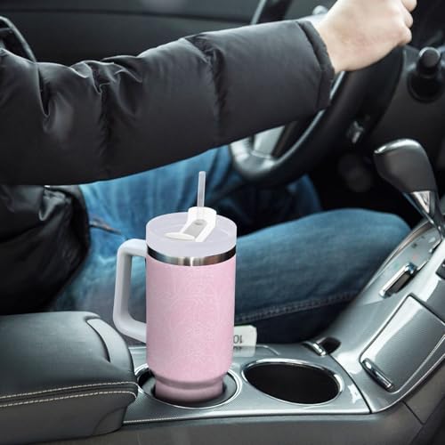 RPLIFE Soft Pink Coffee Tumbler, Stainless Steel Cup, Insulated Cup with Straw, Coffee Tumbler for Women