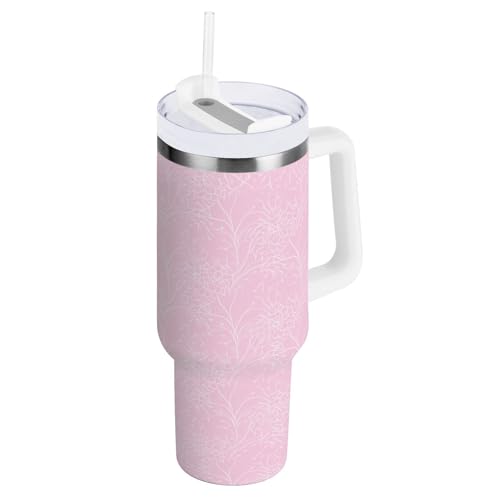 RPLIFE Soft Pink Coffee Tumbler, Stainless Steel Cup, Insulated Cup with Straw, Coffee Tumbler for Women