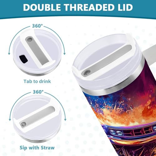 RPLIFE Monster Truck Stainless Steel Cup, Insulated Cups with Lids, Tumblers for Women