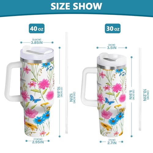 RPLIFE Wildflowers Tumbler, Stainless Steel Bottle, Water Bottle with Straw