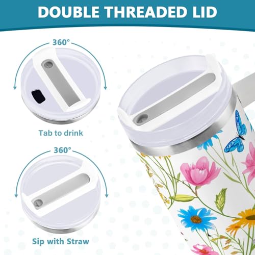 RPLIFE Wildflowers Tumbler, Stainless Steel Bottle, Water Bottle with Straw