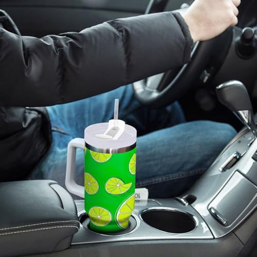 RPLIFE Sliced Limes Fun Green 40oz Tumbler with Handle, 30oz Tumbler, Coffee Tumbler