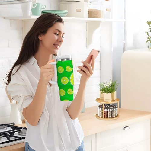 RPLIFE Sliced Limes Fun Green 40oz Tumbler with Handle, 30oz Tumbler, Coffee Tumbler