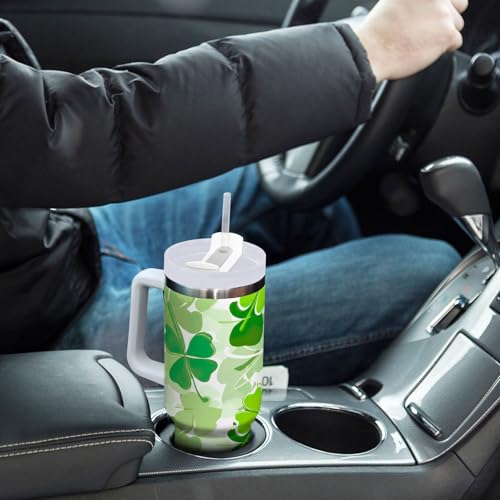 RPLIFE Green Clovers 40 Oz Tumbler, Stainless Water Bottle, Insulated Cups with Lids