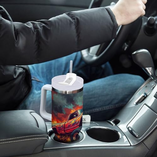 RPLIFE Monster Truck Stainless Steel Mug, Insulated Cup with Straw, Tumbler for Men