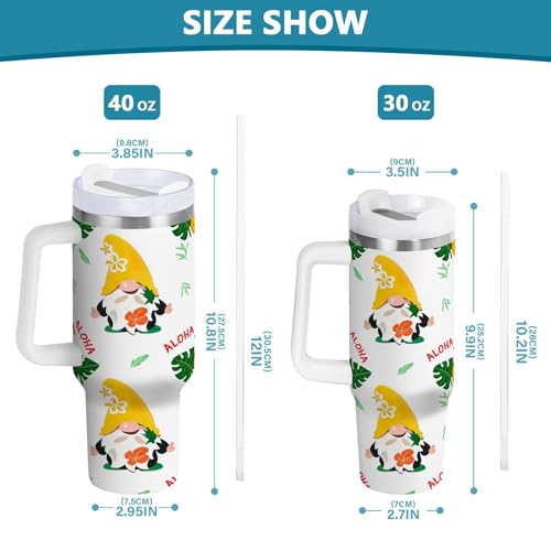 RPLIFE Whimsical Gnomes Bright 40oz Tumbler with Handle, Stainless Steel Coffee Mug, Insulated Coffee Tumbler