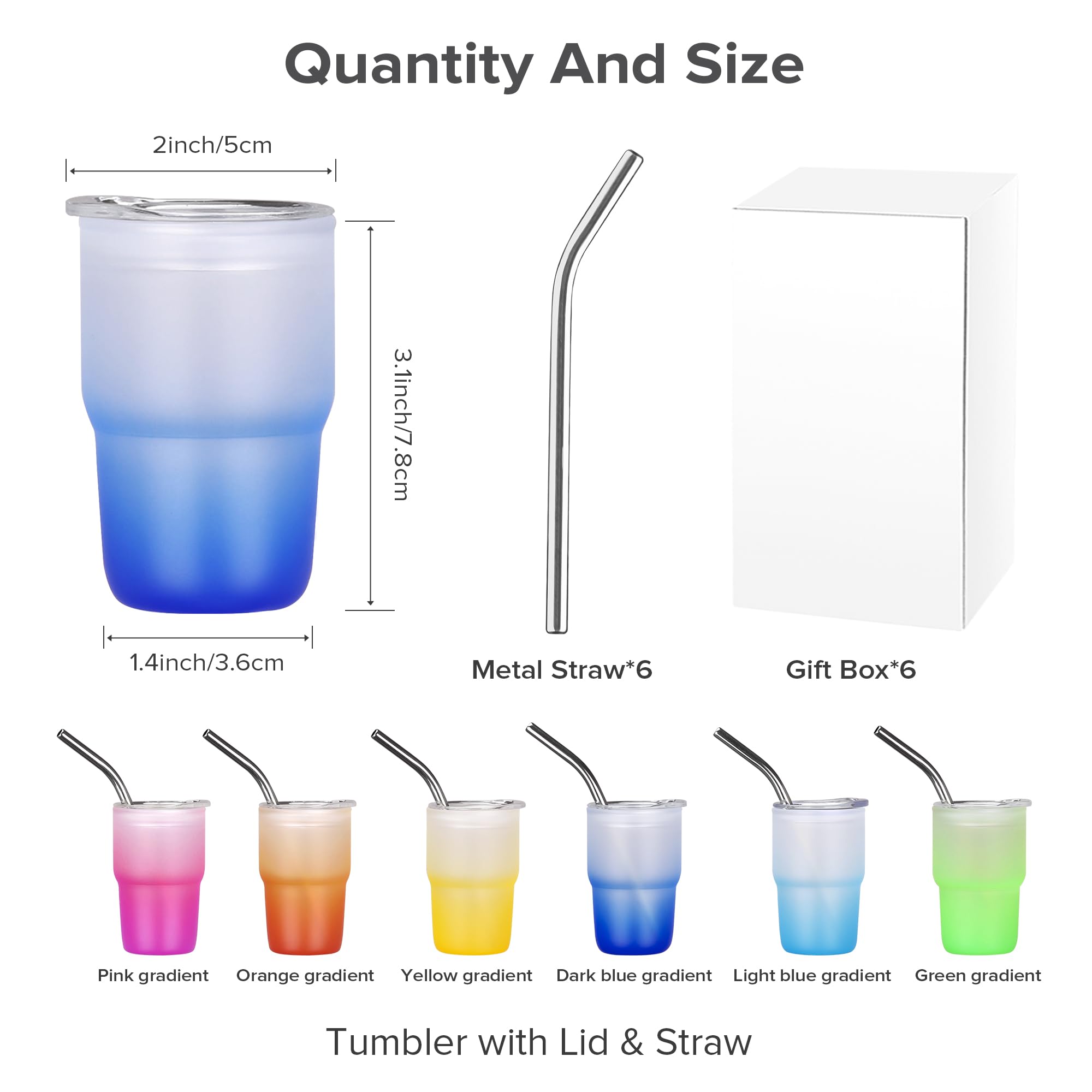 FASTSUB 20 OZ Glitter Sublimation Tumblers 24 Pack and 3 OZ Sublimation Shot Glasses 6 Pack