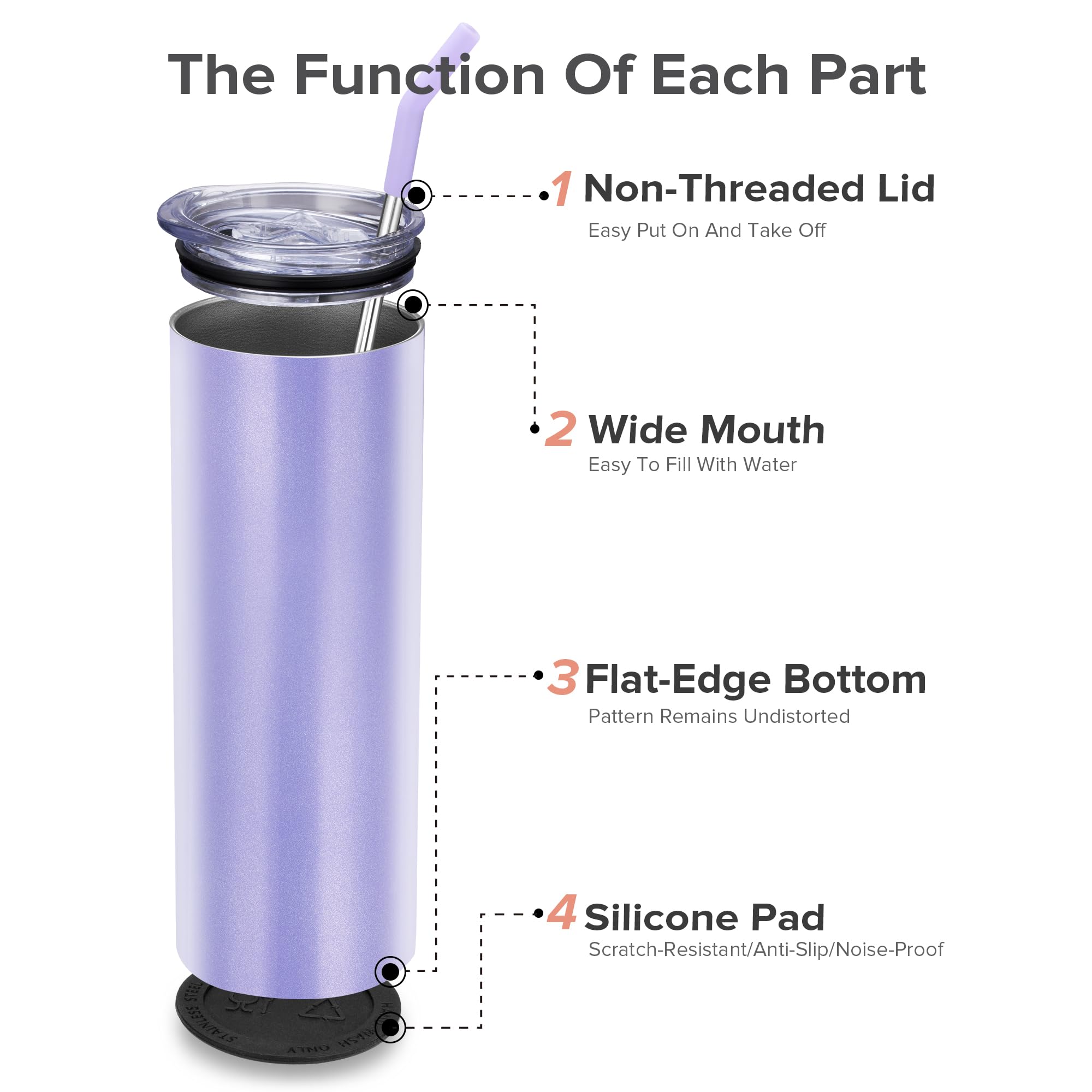 FASTSUB 20 OZ Glitter Sublimation Tumblers 24 Pack and 3 OZ Sublimation Shot Glasses Clear 6 Pack