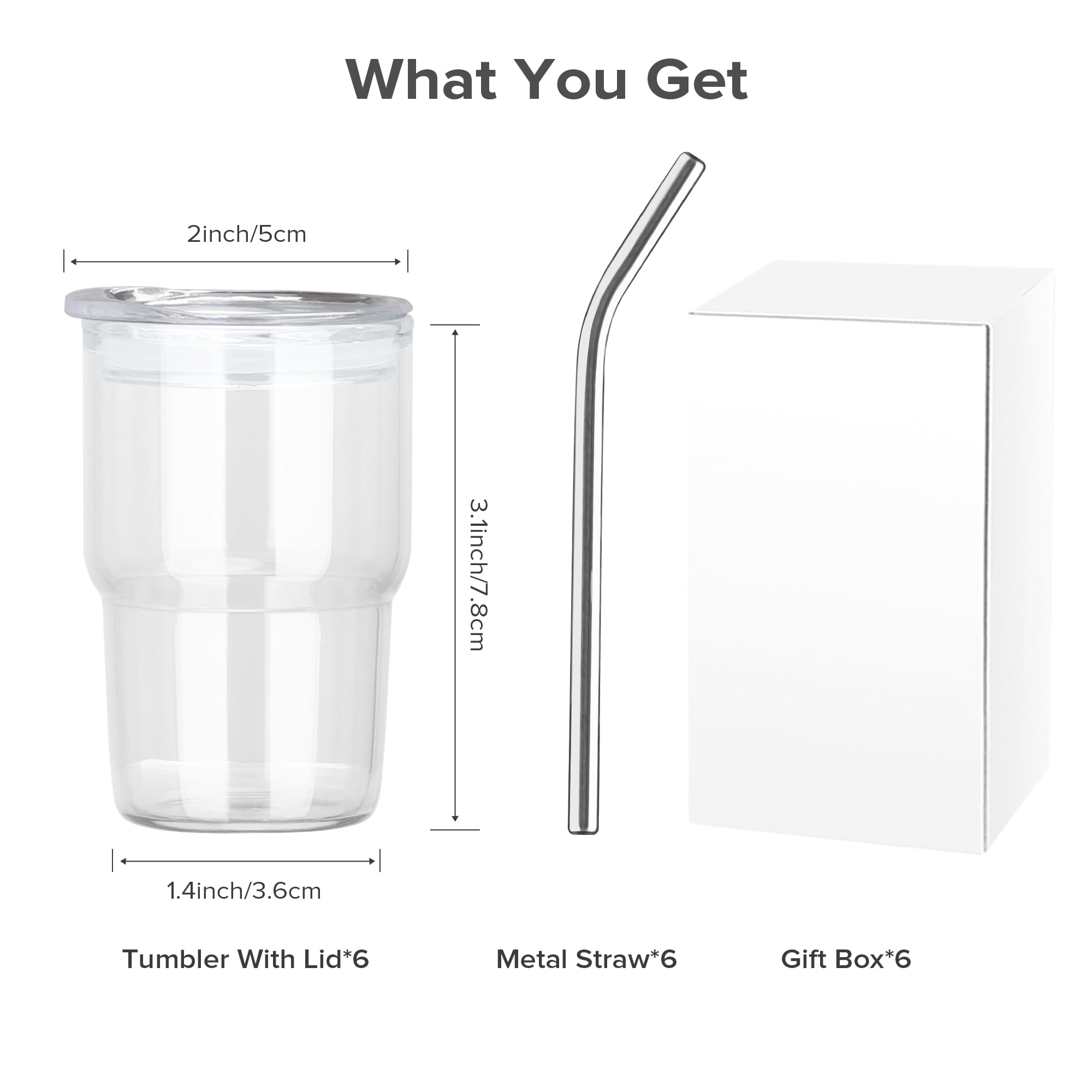 FASTSUB 20 OZ Glitter Sublimation Tumblers 24 Pack and 3 OZ Sublimation Shot Glasses Clear 6 Pack