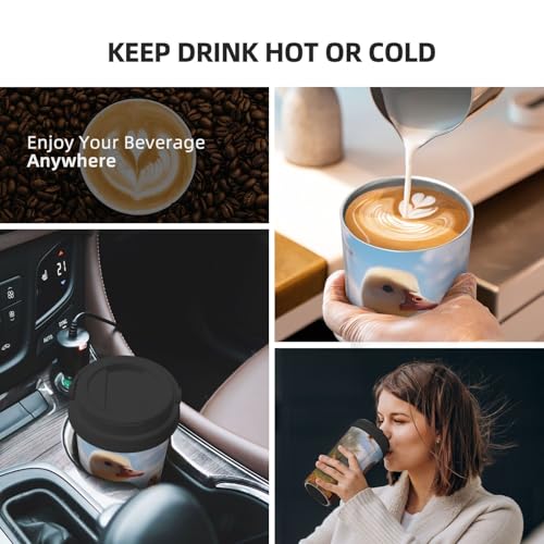 GTKSYNVE Reusable Coffee Mug with Lid and Handle, Cute Goose Tumbler for Hot & Cold Drinks 16oz Stainless Steel Insulated Coffee Tumblers Double Wall Vacuum Thermal Cup