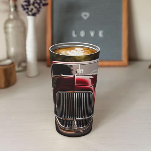 GTKSYNVE Reusable Coffee Mug with Lid and Handle, Classic Car Tumbler for Hot & Cold Drinks 16oz Stainless Steel Insulated Coffee Tumblers Double Wall Vacuum Thermal Cup
