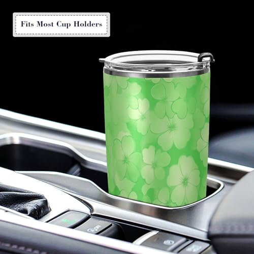 HXshaoye Green flowers St.patrick Stainless Steel cups with lids with Straw Leak Resistant Flip coffee mug insulated for camping simple coffee mug 20 oz vasos para agua gym 20oz
