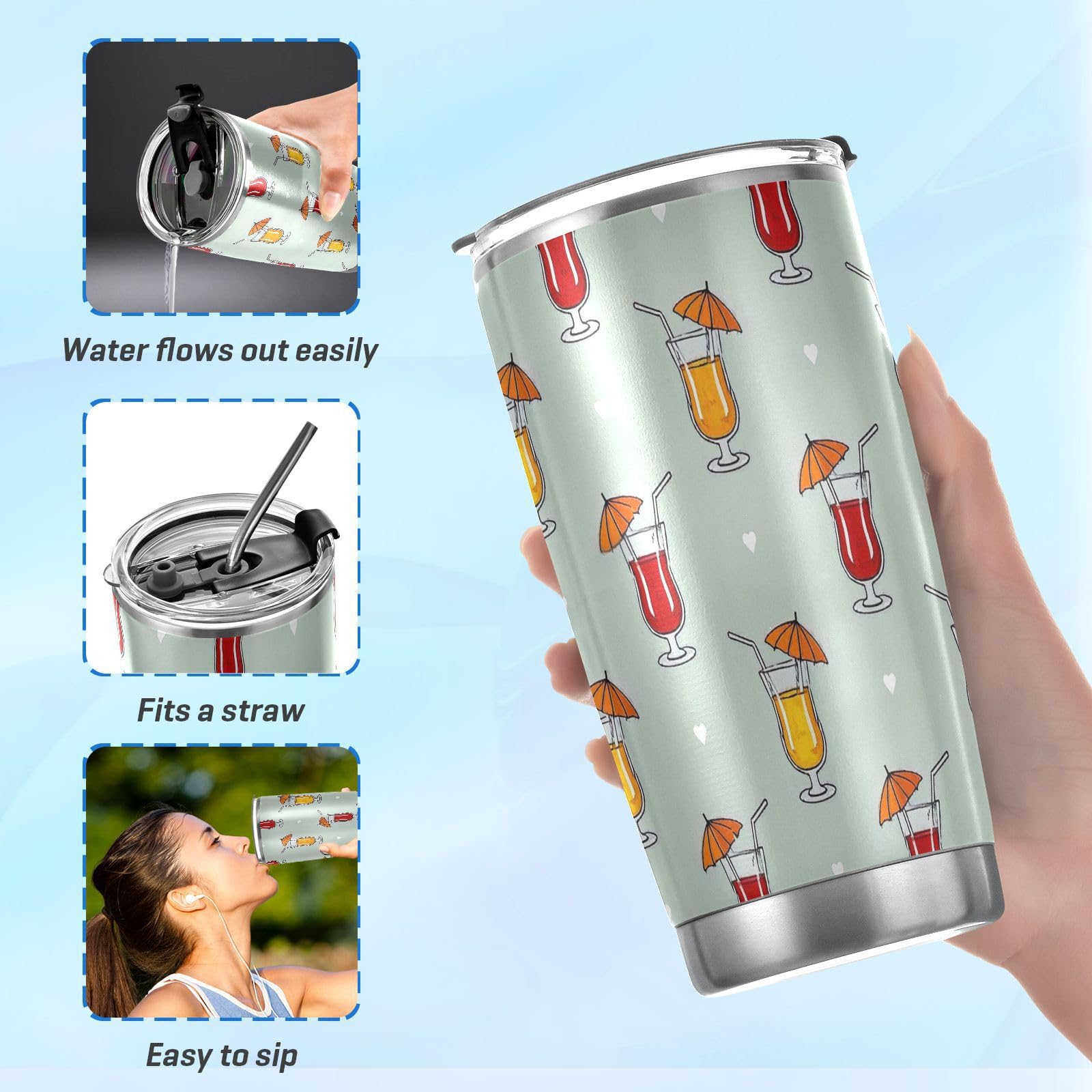 HXshaoye juice sunshade heart grey colorful Stainless Steel cups for hot and cold with Straw Lid coffee mug with lid for hot and cold drinks simply modern mug 20 oz vasos para cafe caliente termico