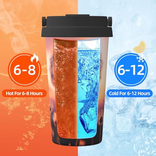 GTKSYNVE Reusable Coffee Mug with Lid and Handle, Dandelion in the Sunset Tumbler for Hot & Cold Drinks 16oz Stainless Steel Insulated Coffee Tumblers Double Wall Vacuum Thermal Cup