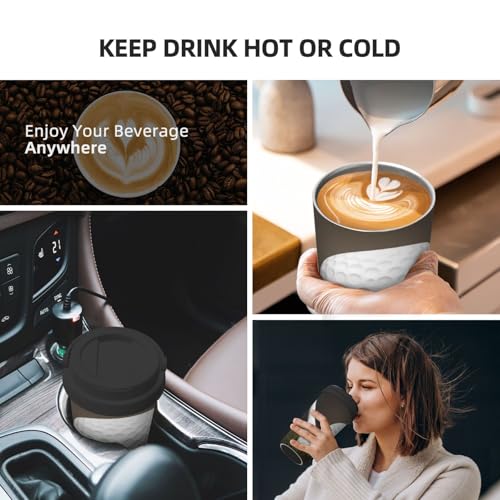 GTKSYNVE Reusable Coffee Mug with Lid and Handle, Golf Ball Tumbler for Hot & Cold Drinks 16oz Stainless Steel Insulated Coffee Tumblers Double Wall Vacuum Thermal Cup