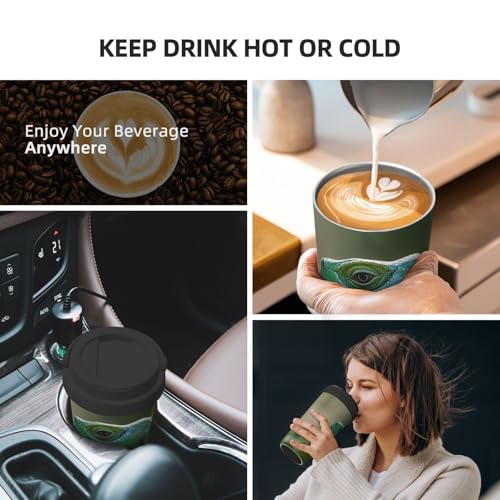 GTKSYNVE Reusable Coffee Mug with Lid and Handle, Green Lizard Tumbler for Hot & Cold Drinks 16oz Stainless Steel Insulated Coffee Tumblers Double Wall Vacuum Thermal Cup