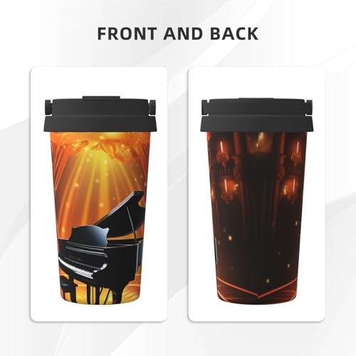 GTKSYNVE Reusable Coffee Mug with Lid and Handle, Musical Theatre Tumbler for Hot & Cold Drinks 16oz Stainless Steel Insulated Coffee Tumblers Double Wall Vacuum Thermal Cup