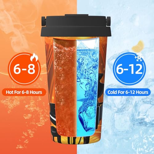 GTKSYNVE Reusable Coffee Mug with Lid and Handle, Musical Theatre Tumbler for Hot & Cold Drinks 16oz Stainless Steel Insulated Coffee Tumblers Double Wall Vacuum Thermal Cup