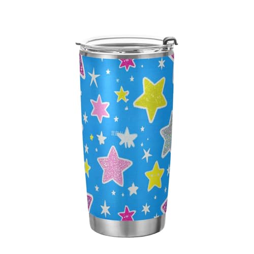 HXshaoye Fake Glitter cartoon star colorful Stainless Steel straw water bottle with Lid and Straw coffee mugs for travel leakproof coffee travel mug 20 oz vaso para cafe termica 20oz