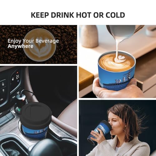 GTKSYNVE Reusable Coffee Mug with Lid and Handle, Ocean Ferry Boat Tumbler for Hot & Cold Drinks 16oz Stainless Steel Insulated Coffee Tumblers Double Wall Vacuum Thermal Cup