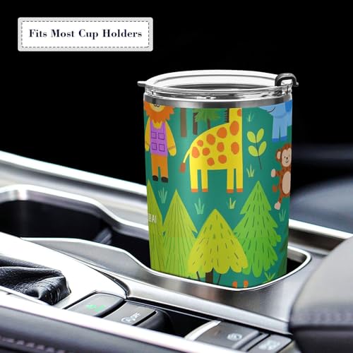 HXshaoye animal jungle giraffe elephant monkey Stainless Steel cups with lids Leak-proof Lid and Straw mugs for coffee for travel modern coffee travel mug 20 oz vaso para cafe termica 20oz