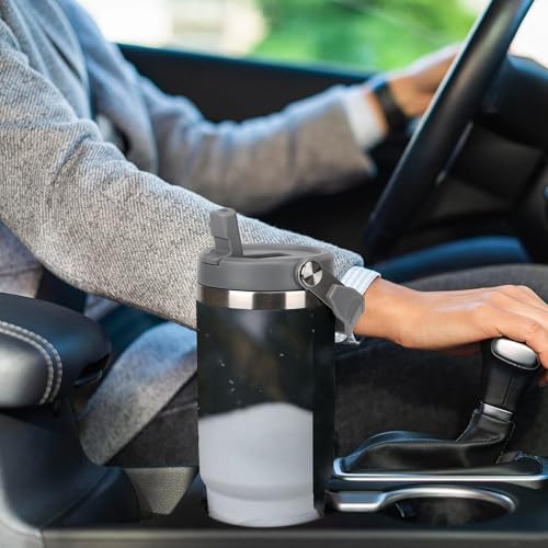 BWQJKUO Large Capacity Car Cup 30 Oz Stainless Steel Snow Owl Printed Travel Mug Leak-proof Flip Straw Tumbler with Handle,keeps Cold Or Ho