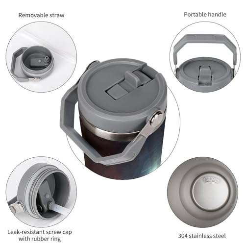 BWQJKUO Large Capacity Car Cup 30 Oz Stainless Steel Rock Band Stage Printed Travel Mug Leak-proof Flip Straw Tumbler with Handle,keeps Cold Or Ho
