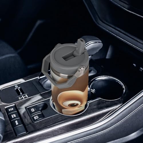 BWQJKUO Large Capacity Car Cup 30 Oz Stainless Steel The Silent Monkey Printed Travel Mug Leak-proof Flip Straw Tumbler with Handle,keeps Cold Or Ho