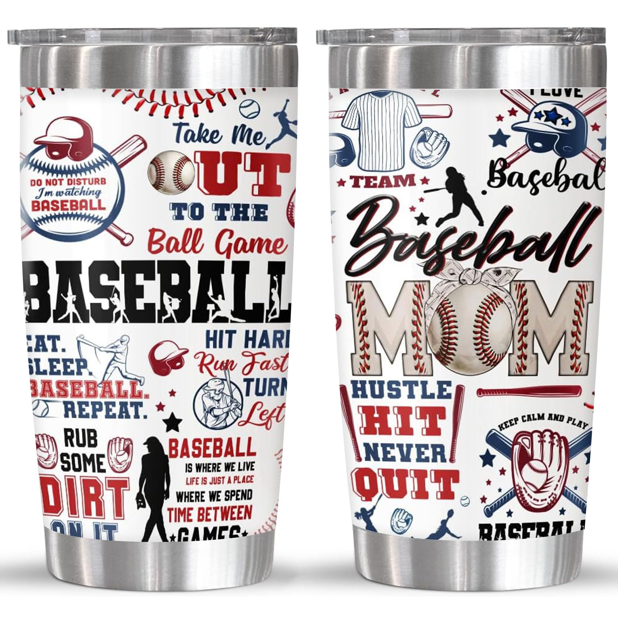 FOCIUZTA Baseball Mom Daily – Handle Cup Tumblers for Women, Coffee Mothers Mama Funny Insulated 20oz Tumbler with Lid & Straw, Ideal Baseball Gifts