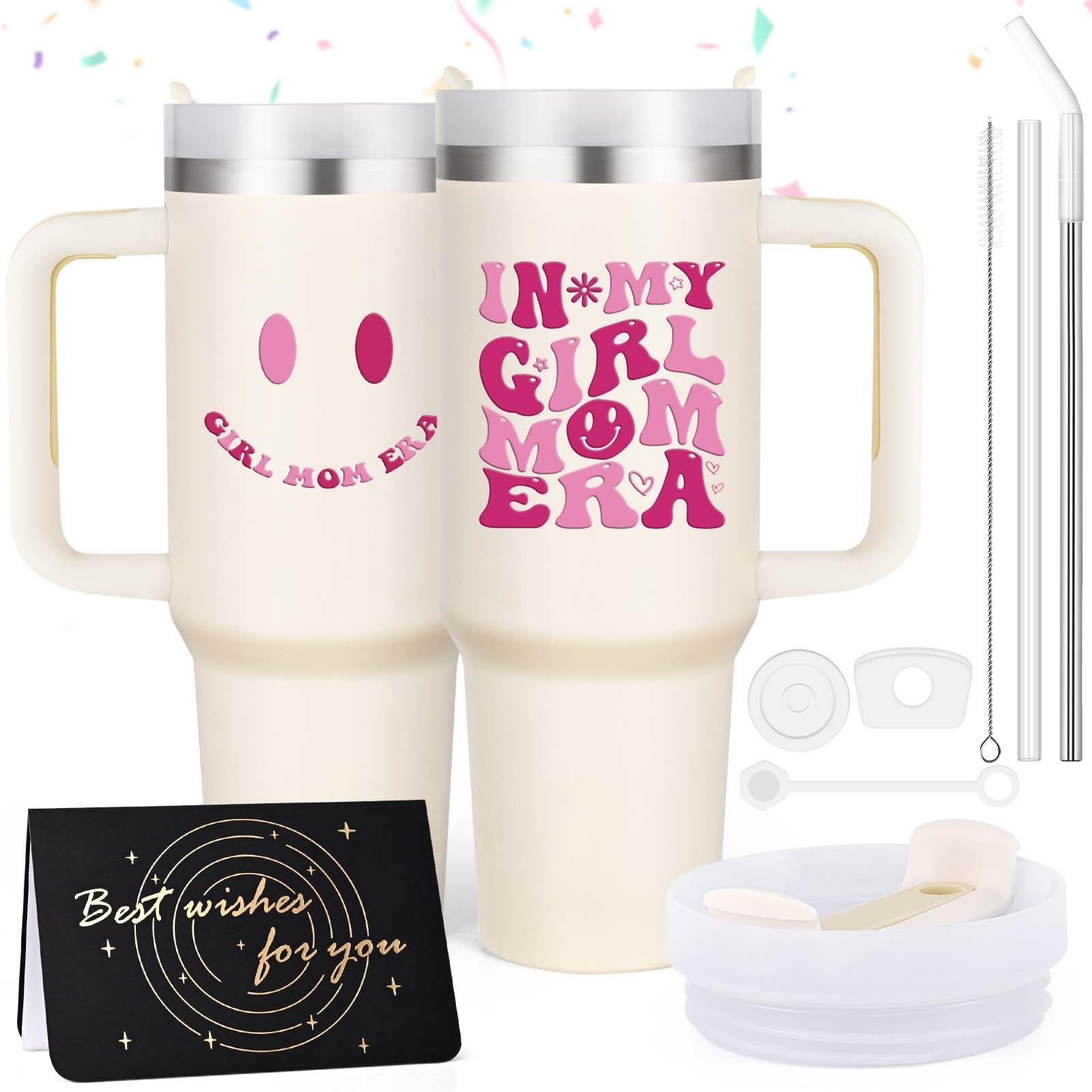 Gusgopo Gifts for Mom, 40 Oz In My Girl Mom Era Tumblers, Cute Mother Cups for Mother's Day Birthday
