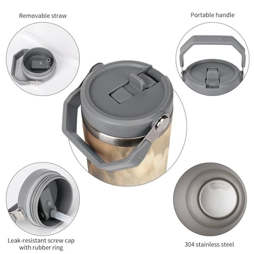 BWQJKUO Large Capacity Car Cup 30 Oz Stainless Steel Woman on A Top Mountain Printed Travel Mug Leak-proof Flip Straw Tumbler with Handle,keeps Cold Or Ho